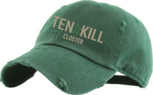 Tenakill Star Logo Embroidered Adjustable Distressed Green Cap | Cali ...