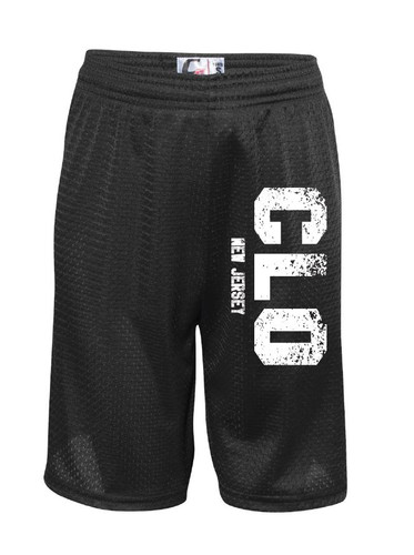 CLO New Jersey Logo Black Mesh Shorts | Cali Customs