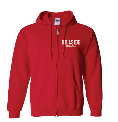Hillside C Logo Embroidered Red Zipper Hoodie | Cali Customs