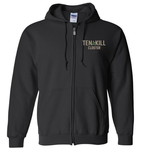Tenakill Star Logo Embroidered Full Zip Hoodie Sweatshirt-Black | Cali ...