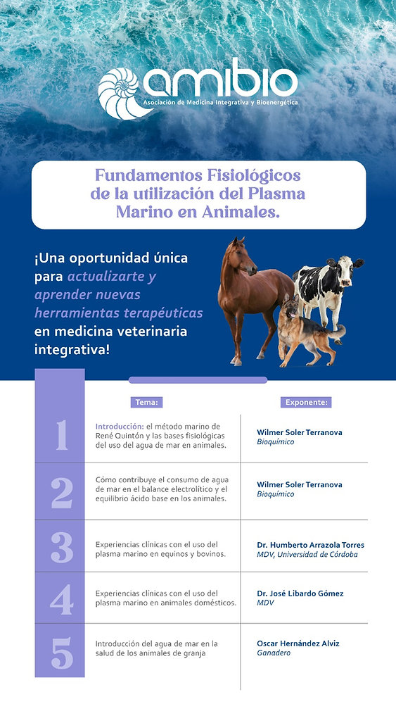 Fundamentos fisiológicos de la utilización de plasma marino en animales