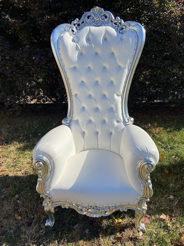 White/Silver Throne Chair | Uniqek Banquet Hall