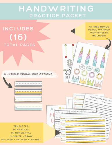 Handwriting Practice Packet | Developmentools
