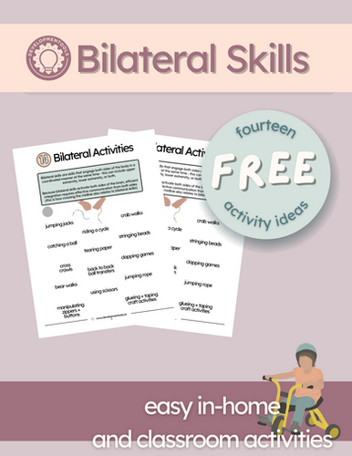 *FREE* In-Home + Classroom Bilateral Activities Handout | Developmentools