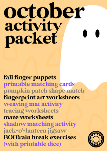 *HUGE* October Activity Packet: brain breaks, puzzles, finger puppets ...