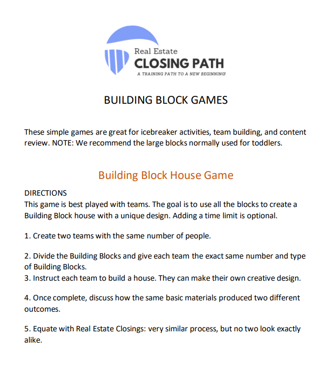Building Blocks Activity
