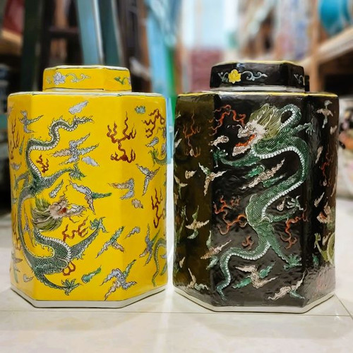 Writhing Dragon Hexagonal Container | Sum Ngai Brass Factory