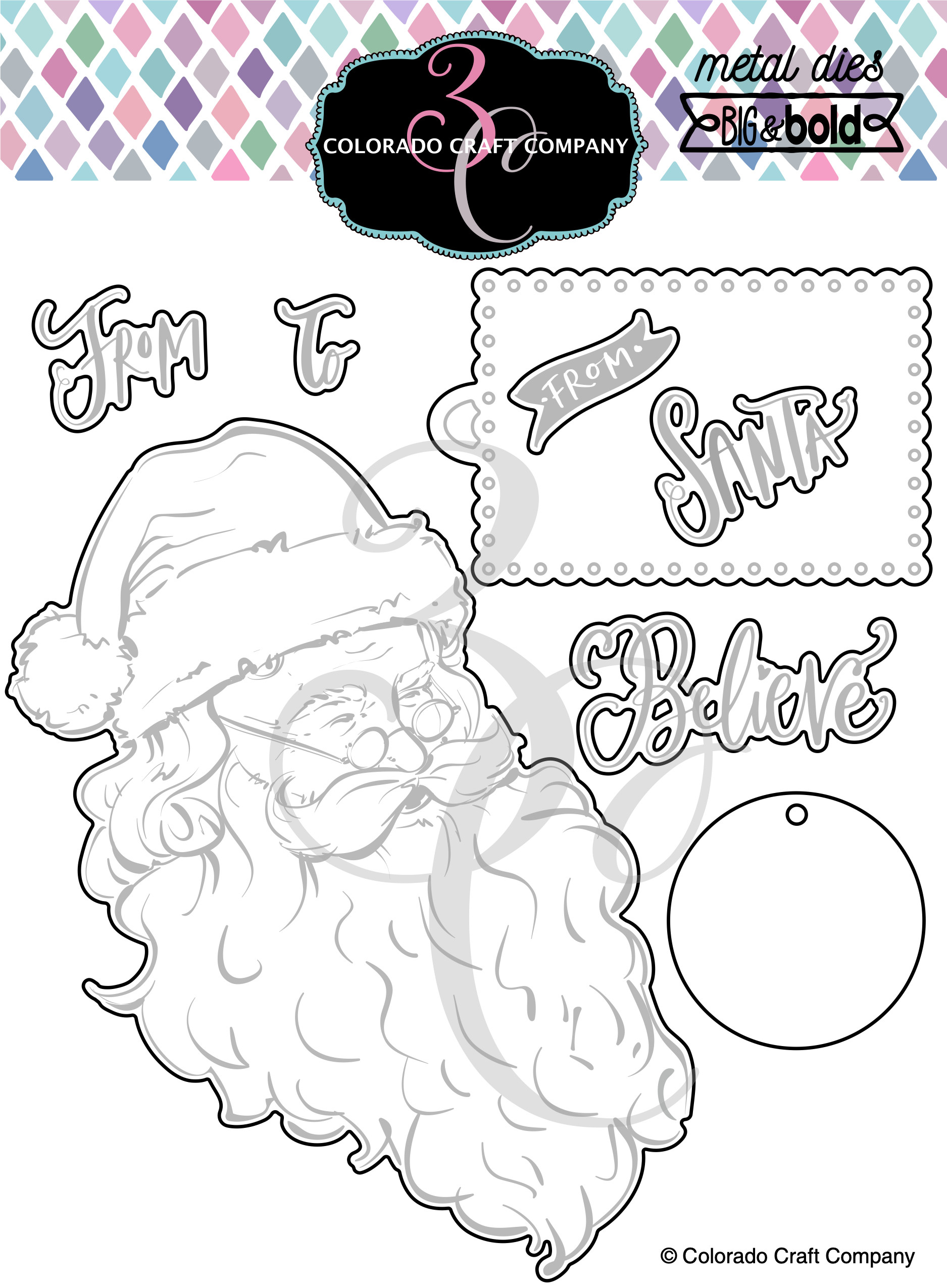 BB356-D Big & Bold Vintage Santa Dies