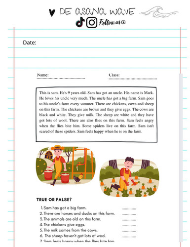 On The Farm Reading Worksheet | Homeschooling Corner