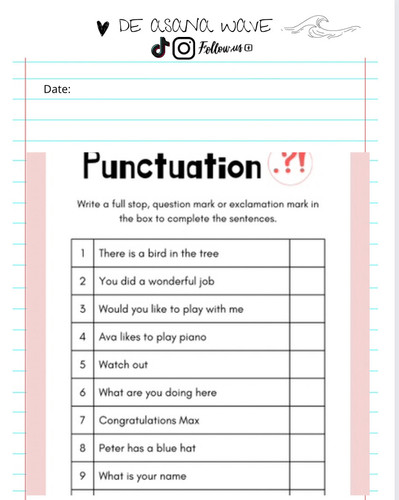 Punctuation Sentences Writing Worksheet | Homeschooling Corner