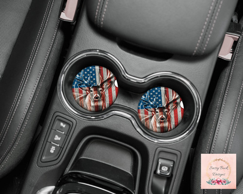 Flag Buck Car Coasters | Sassy Buck Designs