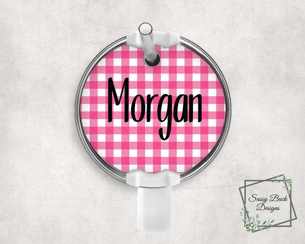 Hot Pink Gingham Nameplate | Sassy Buck Designs