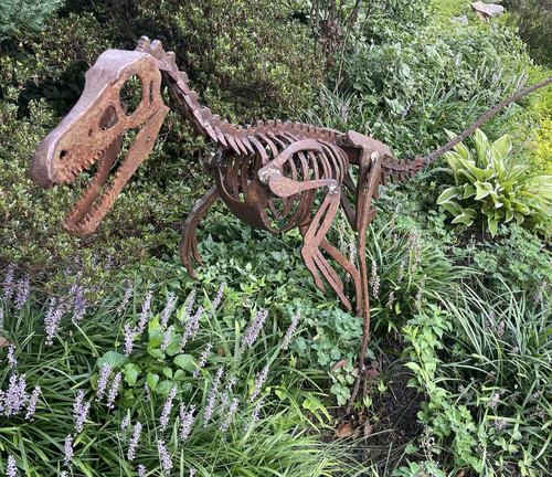 life sized Steel Velociraptor skeleton | Fossil Foundry