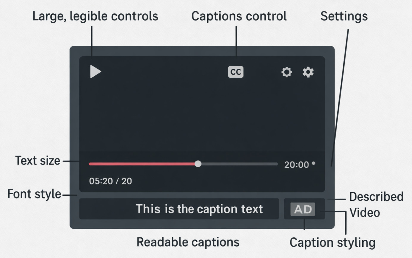 The anatomy of an accessible video player (on TV)