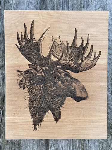 Laser Engraved Bull Moose. 8” x 10” Can be sold as a set with the Buck ...