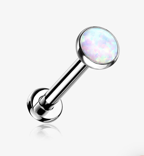Threadless Labret - 3mm White Faux Opal (Implant Grade Titanium ...