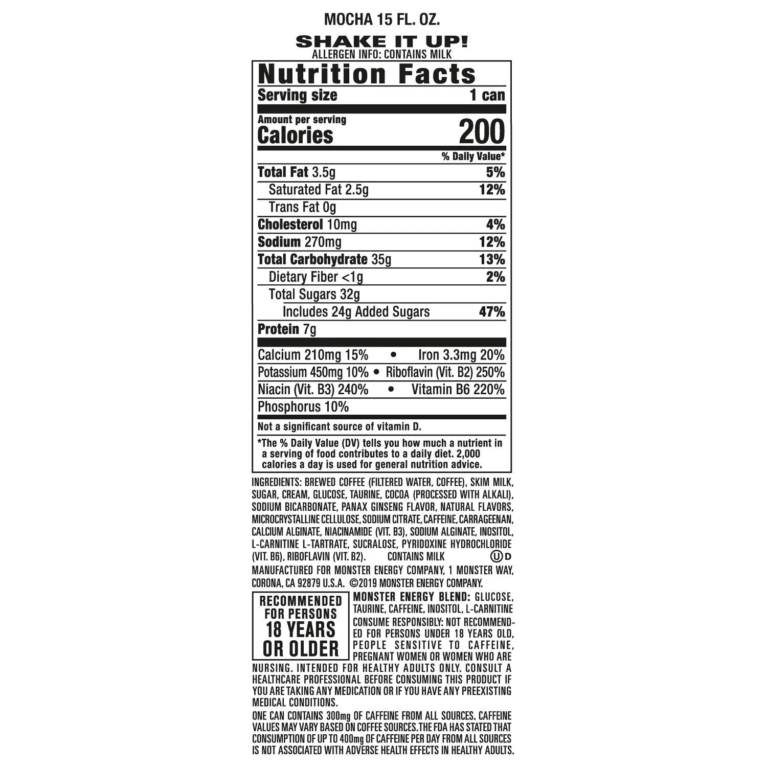 Monster Java 300 Triple Shot, Mocha (15 fl. oz., 12 pk ...