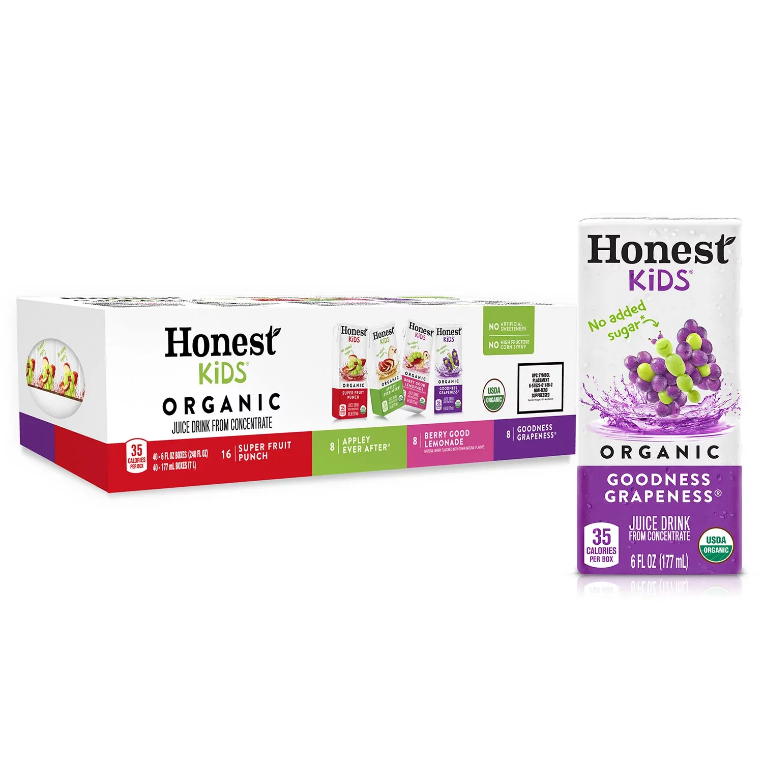 Honest Kids Organic Fruit Juice Drink Boxes Variety Pack (6 oz., 40 pk ...
