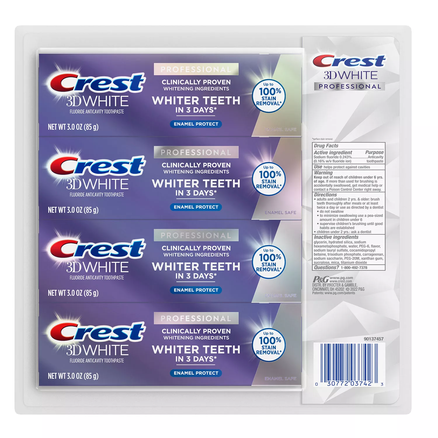Crest 3D White Professional Enamel Protect Toothpaste (3 oz., 4 pk ...