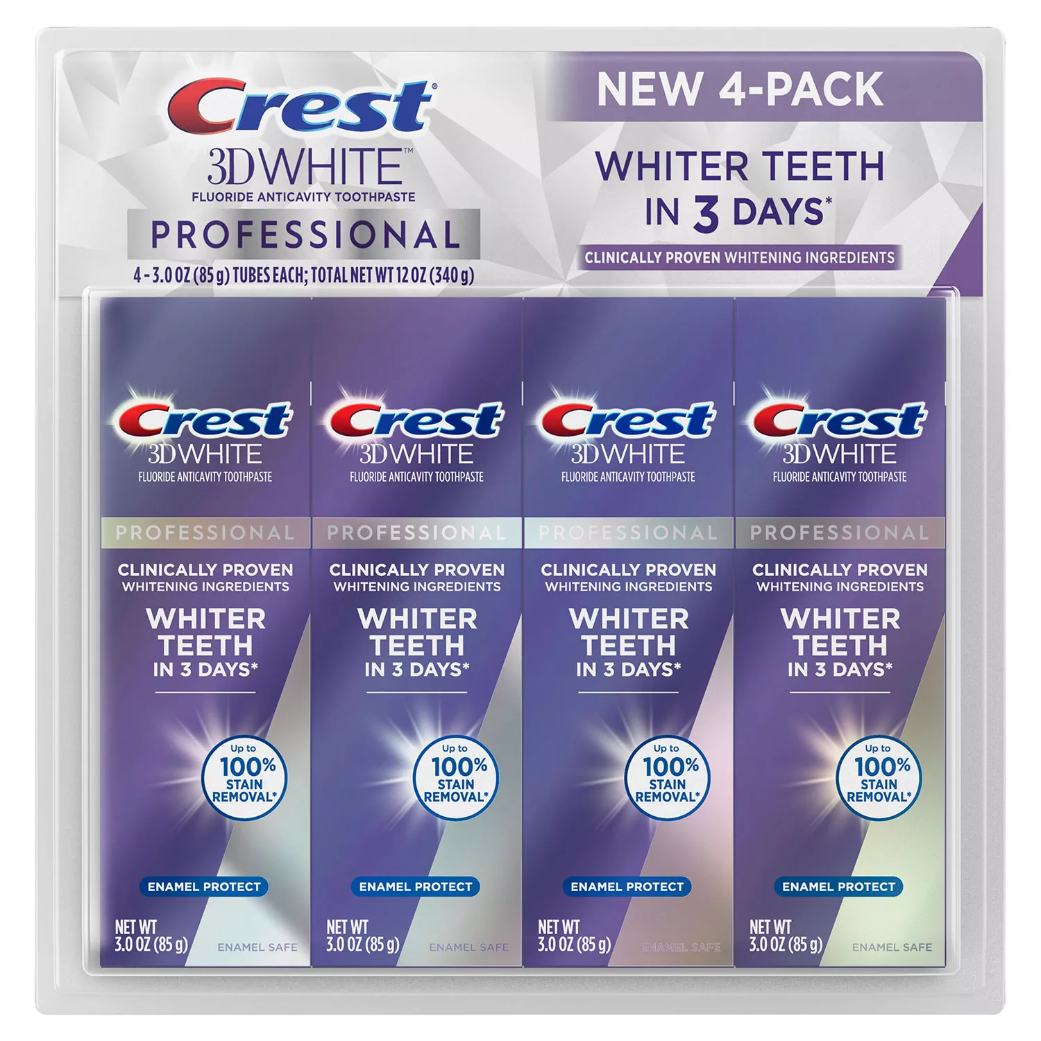 Crest 3D White Professional Enamel Protect Toothpaste (3 oz., 4 pk ...