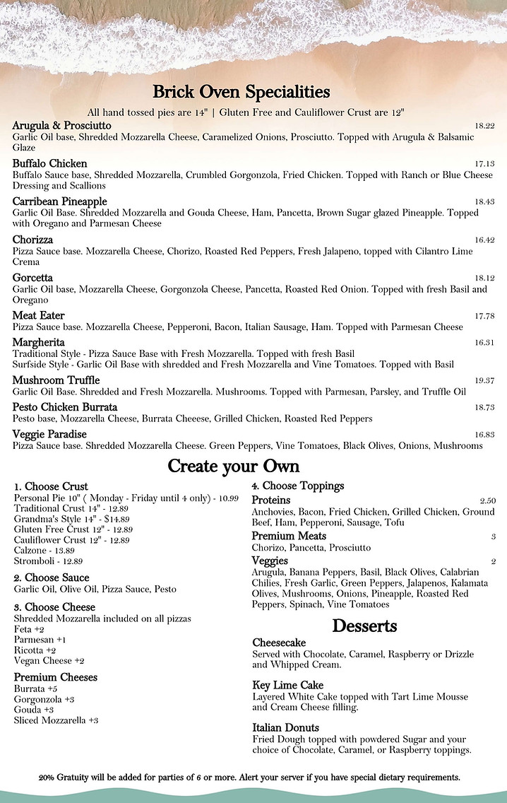 The Menu | Surfside Kitchen