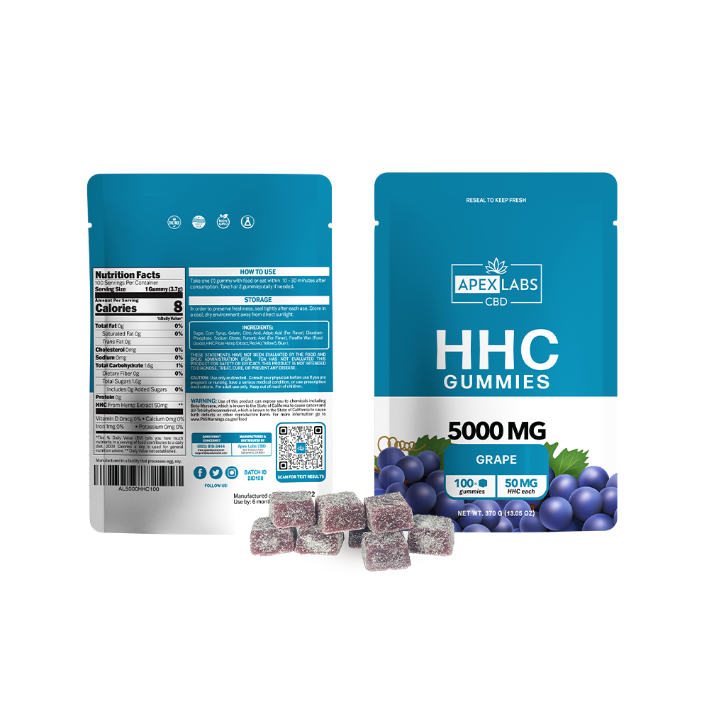 COA | BID108 | 5000mg HHC Gummies Grape (100ct)