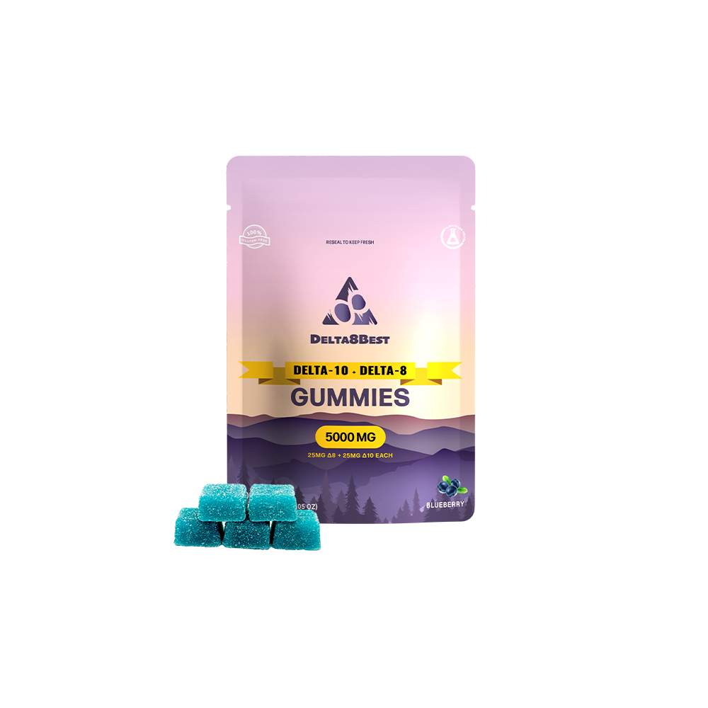 COA | BID072 | 5000mg Delta 8 + Delta 10 Blueberry Gummies (100ct)