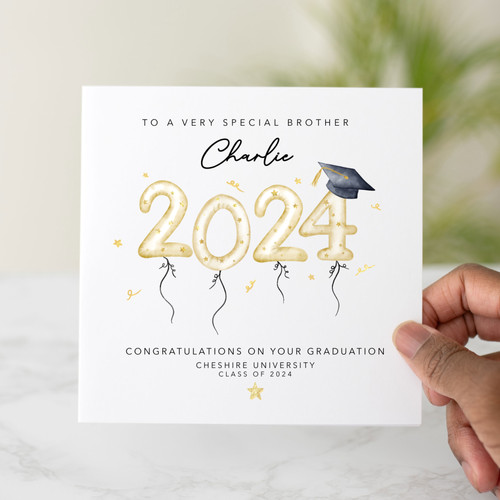Personalised Brother Graduation Card - Balloons | Swootsy.com