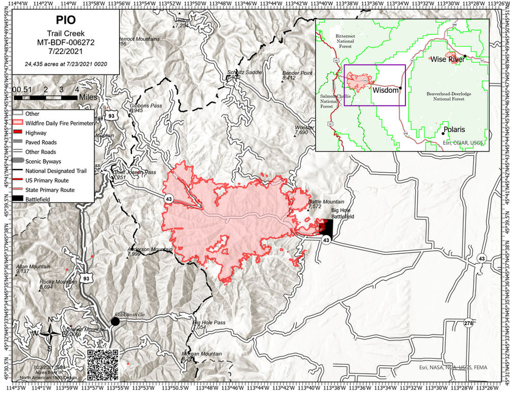 Alder Creek, Trail Creek, And Christensen Fire Update 07/23/2021