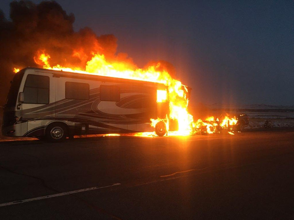 RV Catches Fire On I-15 MM 30