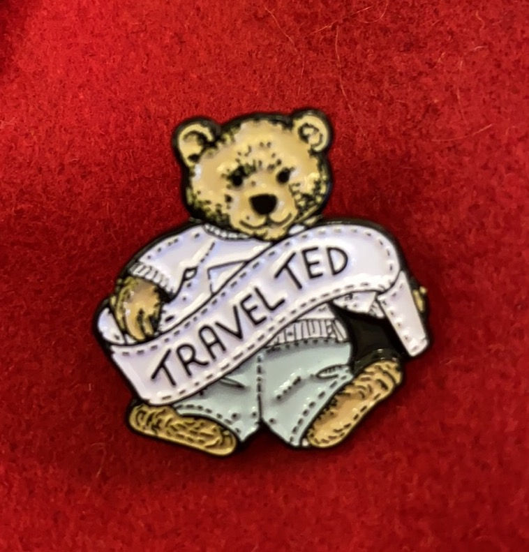 Travel Ted pin badge | Bears by Sue Quinn