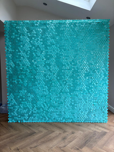 Neon Blue Hexagon Sequin Wall | TheSequinWallCompany