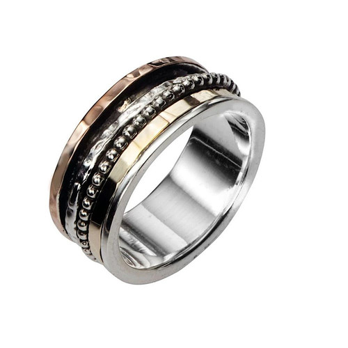 Yaron Morhaim 9ct Yellow Gold & Sterling Silver Sonic Circles Spinning ...