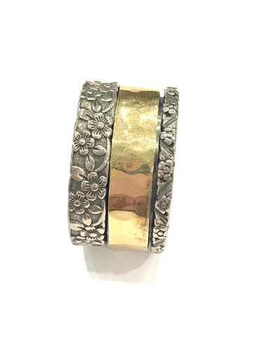 Yaron Morhaim Spinner Rolled Gold & Floral Ring | Galio Jewellers
