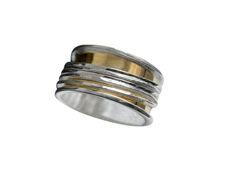 Yaron Morhaim 9ct Yellow Gold & Sterling Silver Got Me Spinning Ring ...