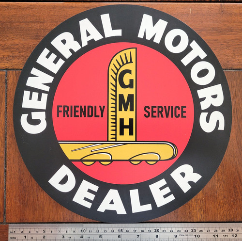 Garage Sign - General Motors Dealer - 12" Circle - PVC | Echoes of the Past