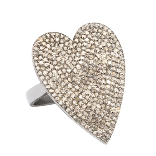 Diamond Heart Ring Silver - Extra Large | makhaladesigns