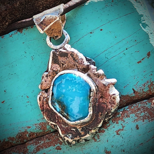 geronimo (sterling silver & Kingman Old Stock (Arizona) turquoise ...