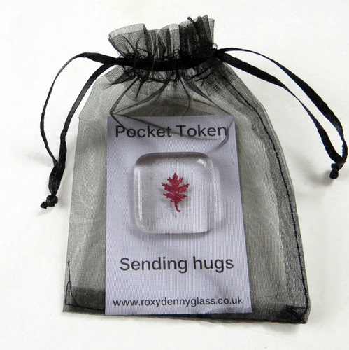 Oak leaf fused glass pocket token | roxydennyglass