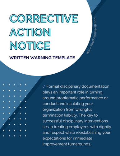 Corrective Action Notice (Written Warning) Template | Paul Falcone | HR ...