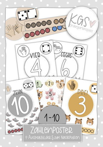 Zahlenposter 0-10 & Ausmalbilder | Kindergartenspass