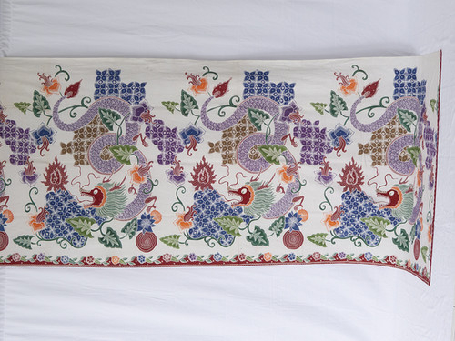 Hand-drawn Batik Kain Panjang (Hip Wrap) Dragon Tiger in White ...