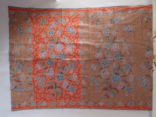 Hand-drawn Batik Sarong Butterfly Orange Khaki 2 Sided by Liem Ping Wie ...