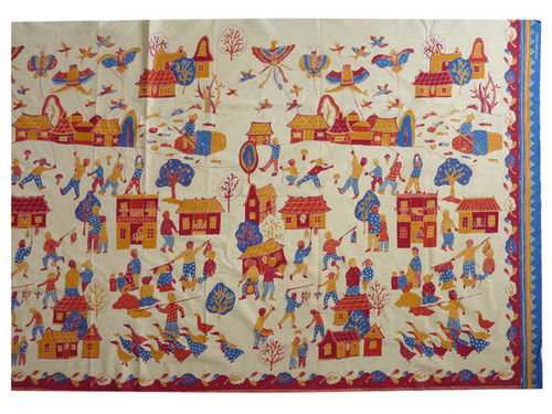 Chinese: Hand-drawn Batik Kain Panjang (Hip Wrap) Life at the Village ...