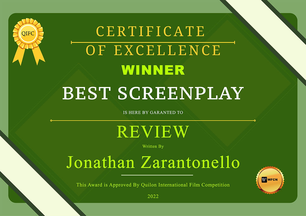 BEST SCREENPLAY WINNER AWARD BAGGED BY REVIEW CONGRATULATIONS BEST SCREENPLAY WINNER AWARD BAGGED BY REVIEW CONGRATULATIONS