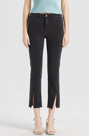 Heather High Rise Split Hem Straight Leg Jean | Cardigan