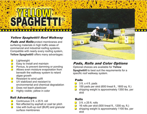 3' x 25' or 3'x4' Sika Yellow Spaghetti Roof Walkway | Wakulla Mat