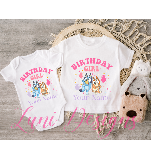 Bluey birthday girl clothing | Luni Designs And Cus