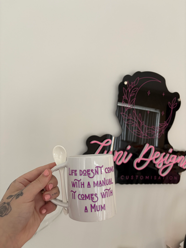 Mum Manual coffee and spoon mug | Luni Designs And Cus