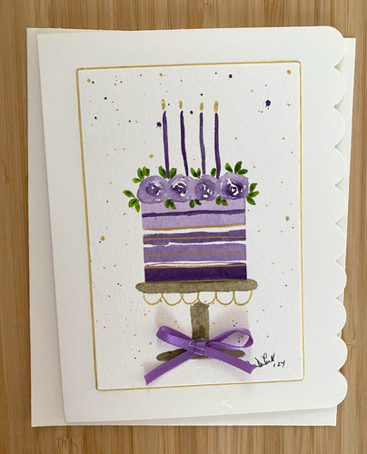 Purple Birthday Cake Notecard | Bythelakewatercolor